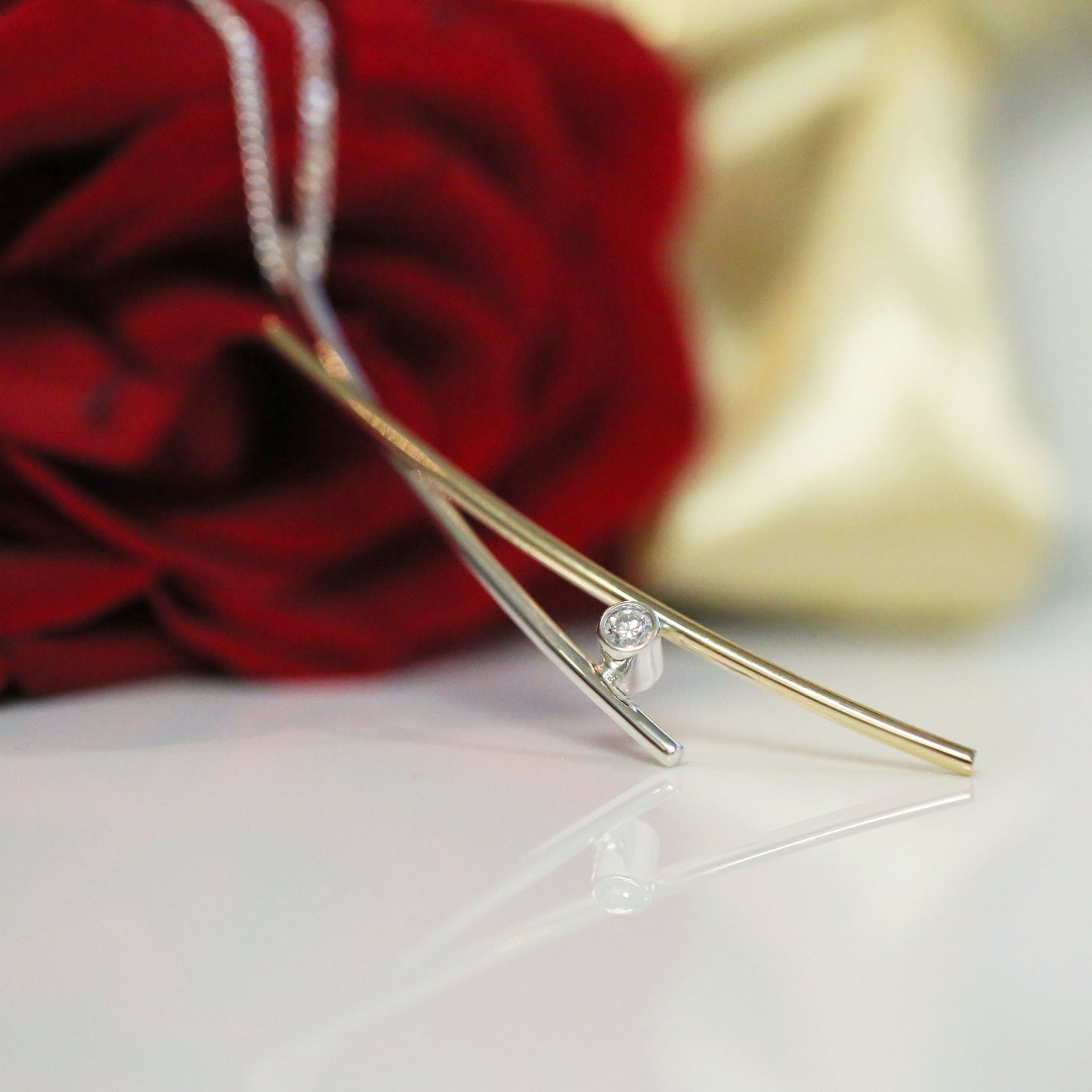 Kiss Diamond Pendant in Silver & 9ct Yellow Gold – Sheila Fleet Jewellery