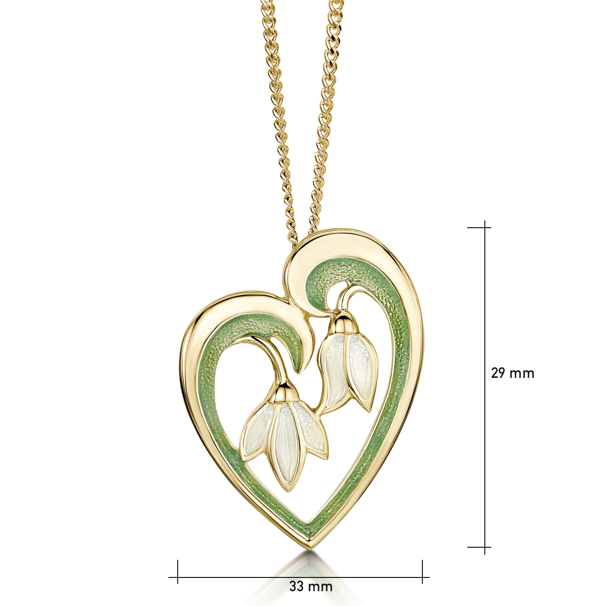 Snowdrop 18ct Yellow Gold Heart Pendant in Opal White Enamel – Sheila ...