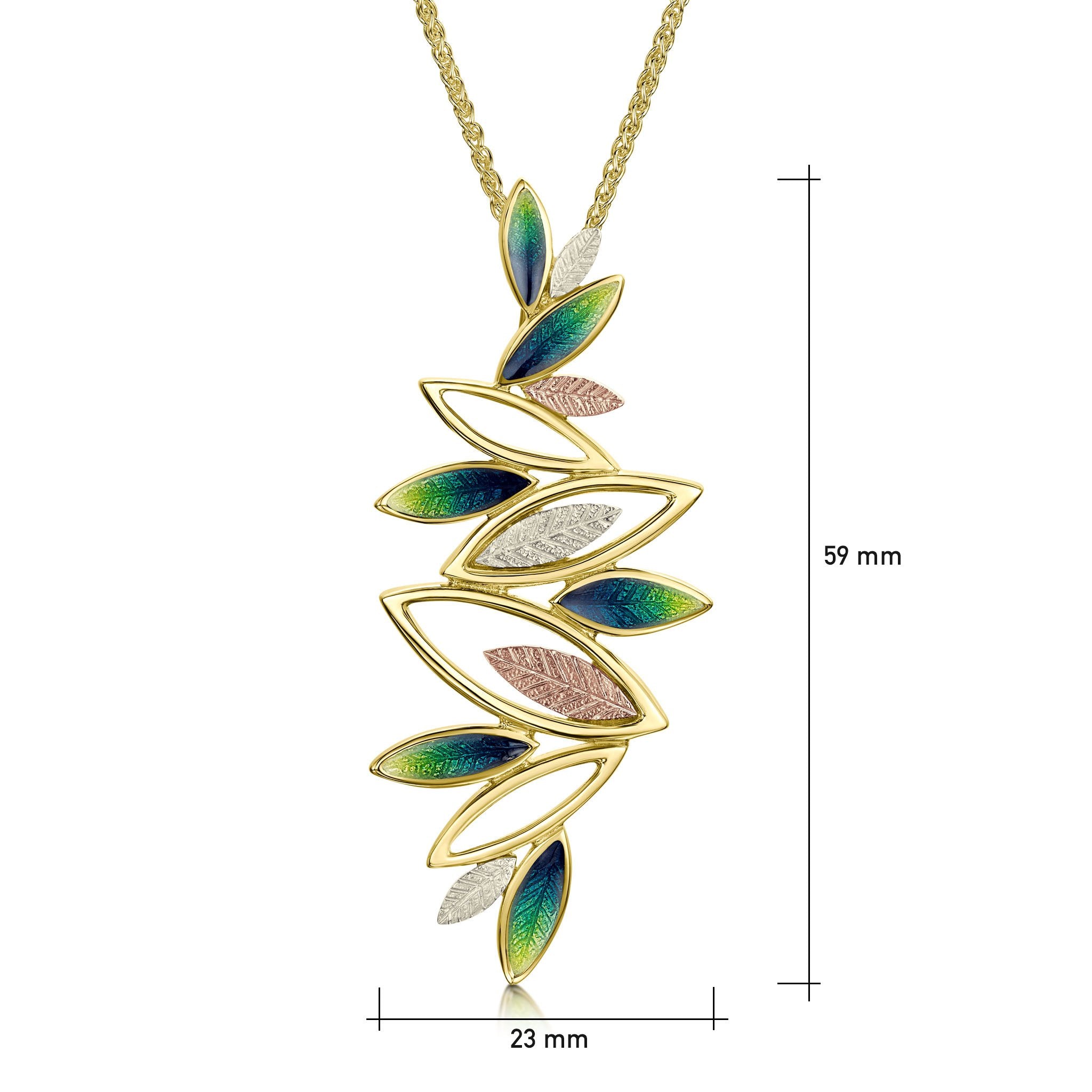 Seasons Spring Enamel Dress Pendant in 18ct Yellow, White & Rose Gold ...