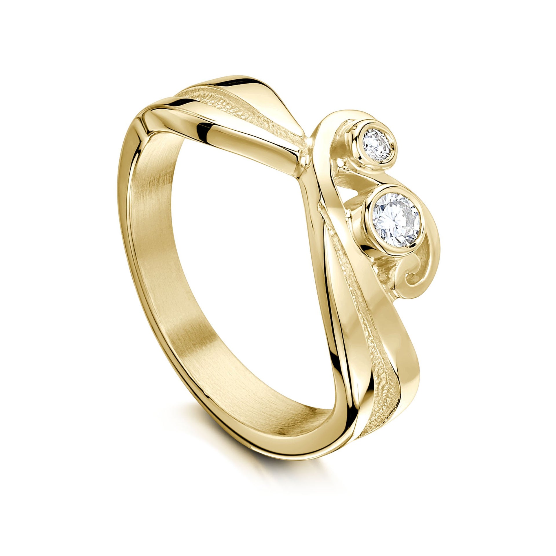 New Wave Double Diamond Ring in 9ct Yellow Gold – Sheila Fleet Jewellery
