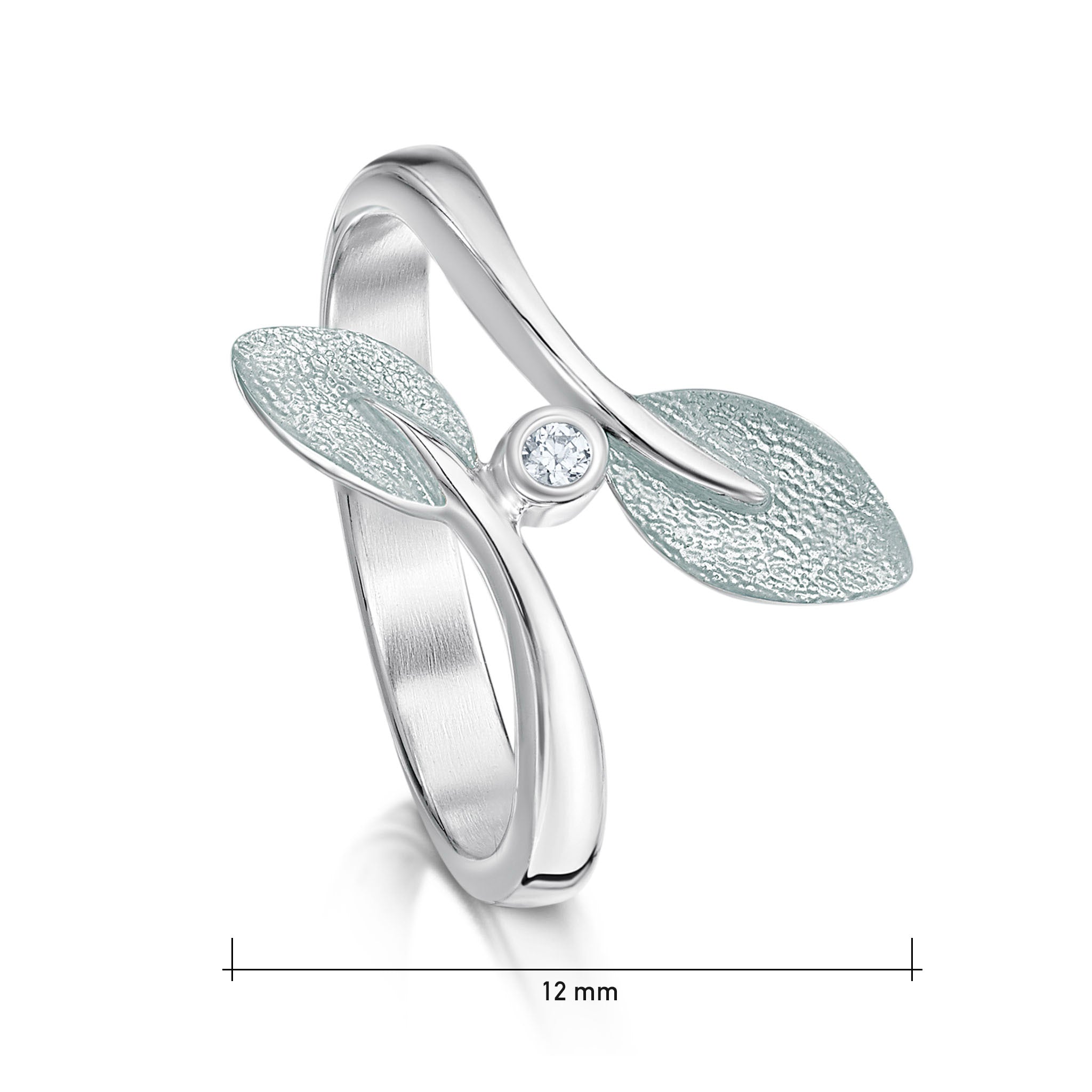 Rowan Cubic Zirconia Leaves Ring in Frost Enamel – Sheila Fleet Jewellery