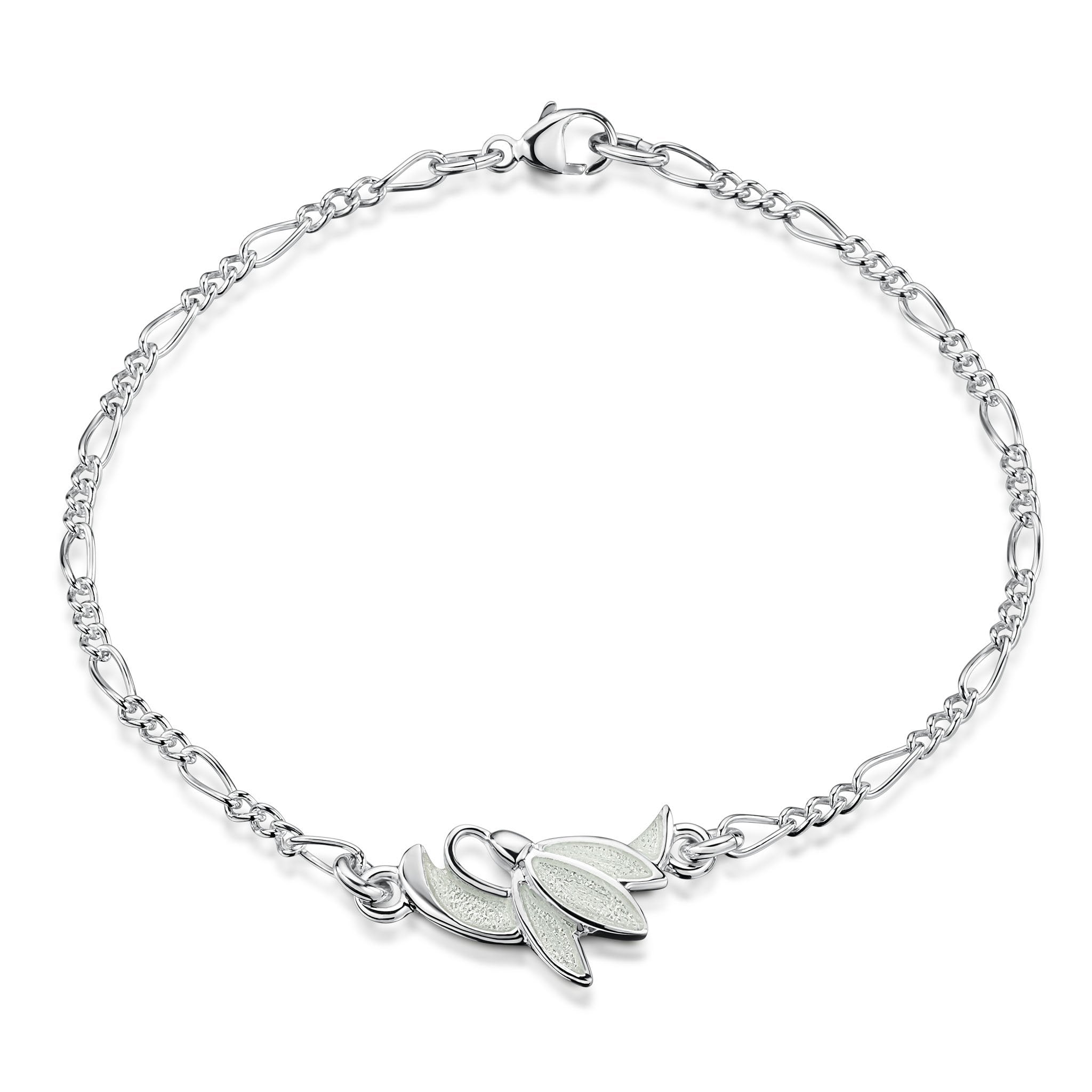 Snowdrop 1-flower Sterling Silver Bracelet in Crystal Enamel – Sheila ...