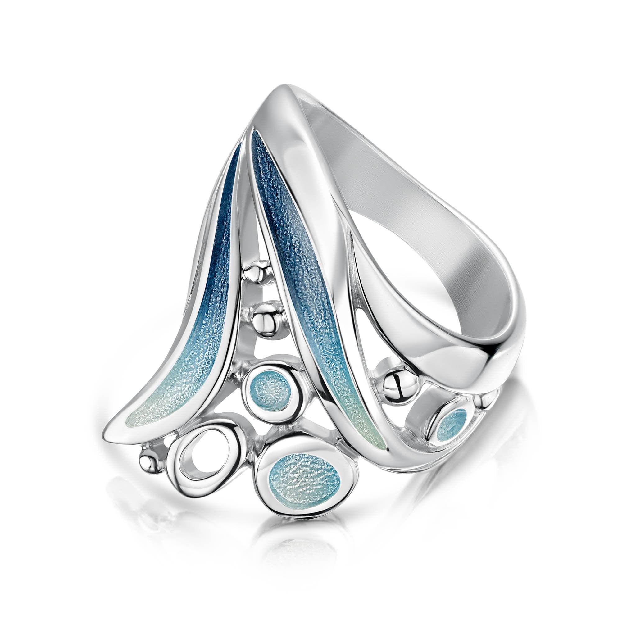 Arctic Stream Large Ring in Arctic Blue Enamel – Sheila Fleet Jewellery